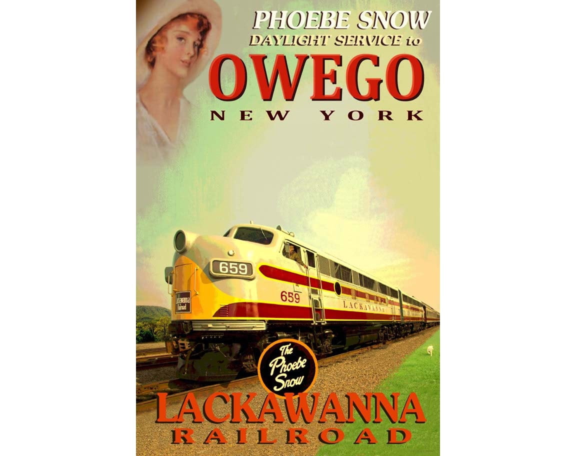 POSTER OWEGO New York Erie Lackawanna Railroad PHOEBE SNOW Train ...