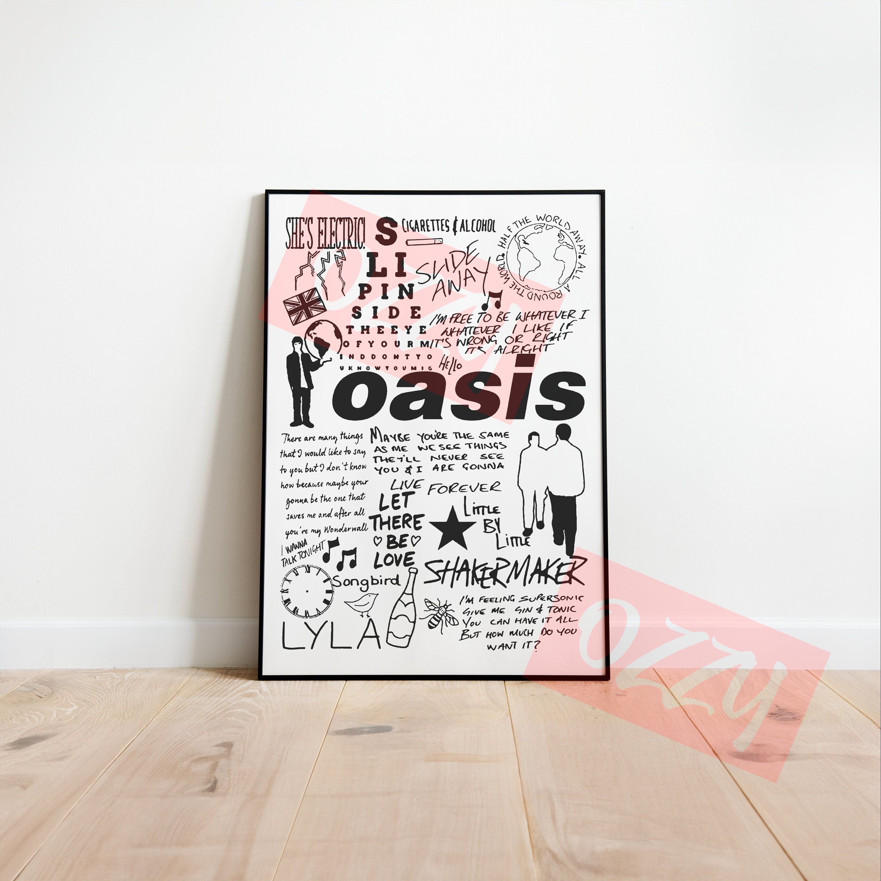 POSTER Oasis Band Doodle Poster -UNFRAMED - Walmart.com