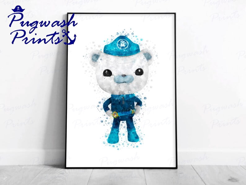 POSTER Octonauts Print 'CAPTAIN BARNACLES' Watercolour Splash Art ...