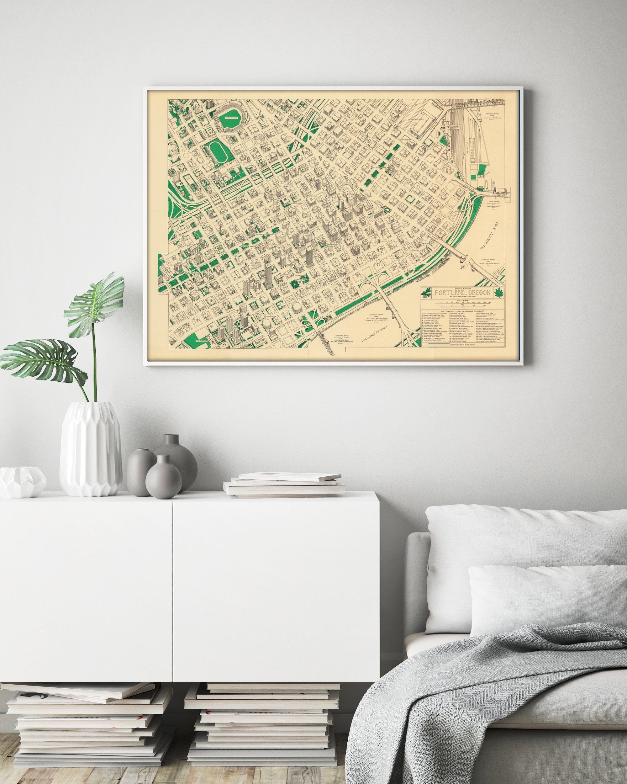 POSTER Old Map of Portland, Oregon, vintage Portland map, Portland ...