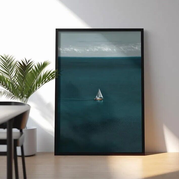 POSTER Old Money Boat Poster, Old Money Boat Poster, Blue Ocean Wall ...