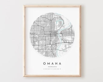 POSTER Omaha Map Print, Omaha Map Poster City Wall Art, Ne Road Map ...