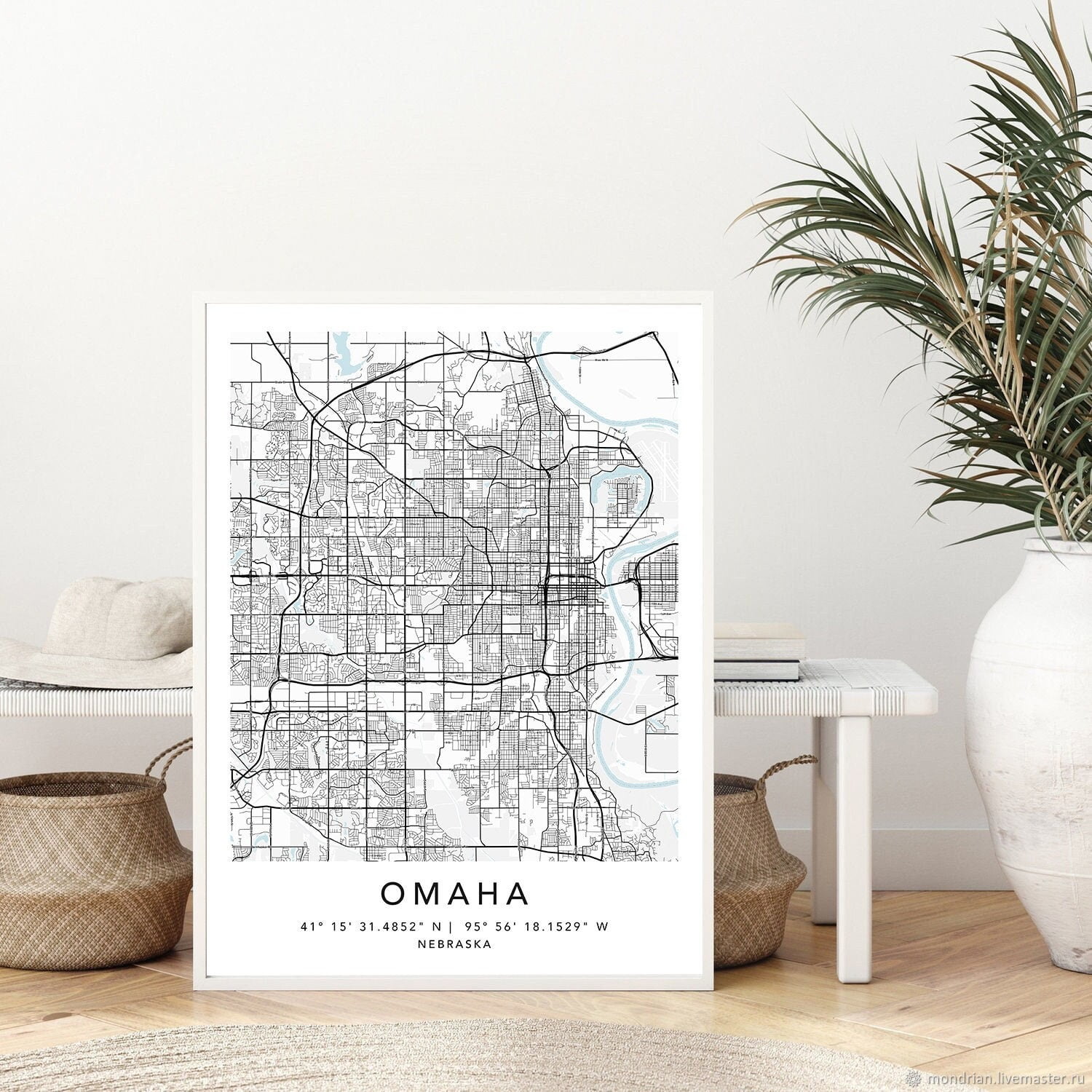 POSTER Omaha Map Print Wall Art Poster United States Map Print Black ...