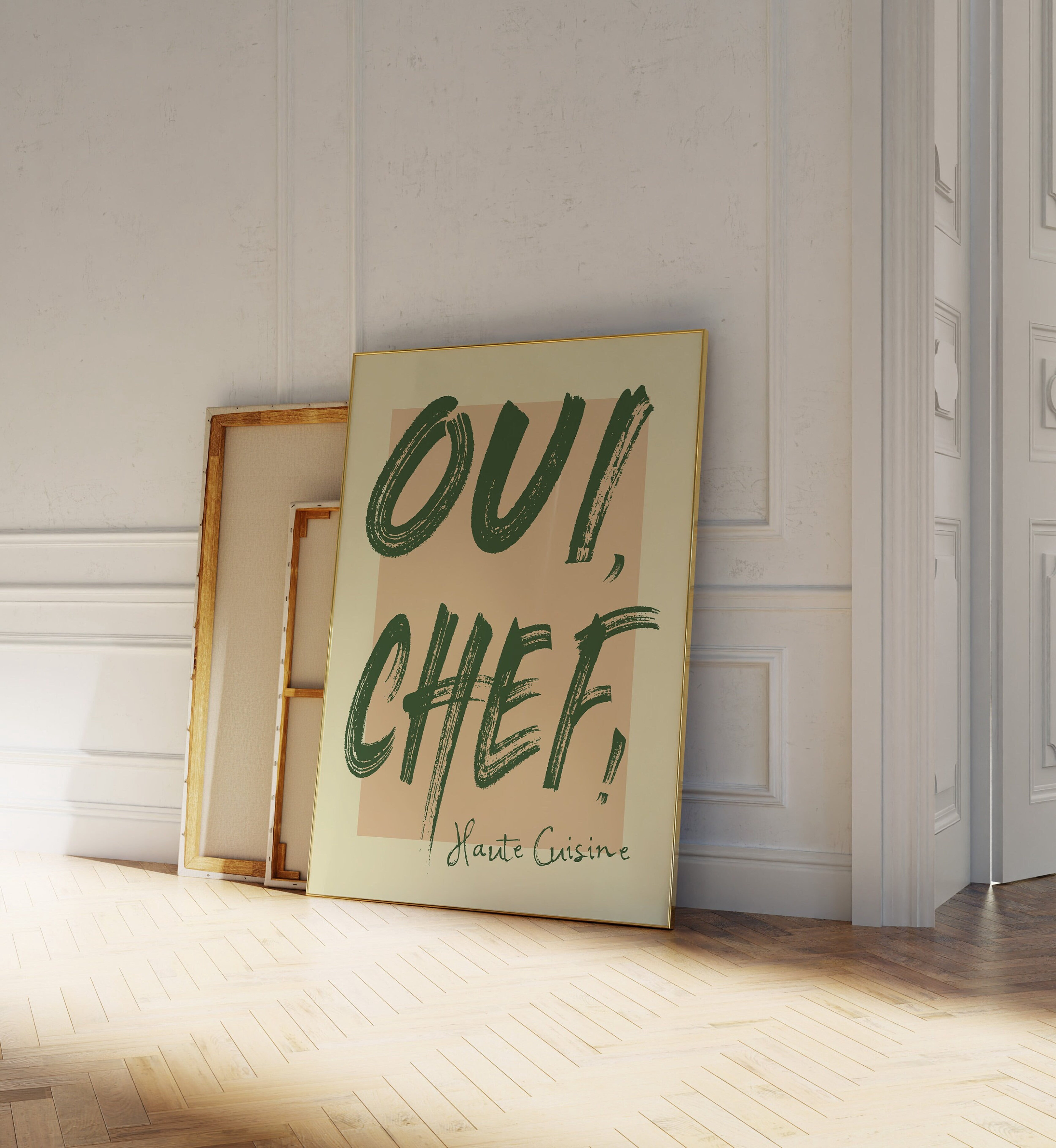 POSTER Oui Chef Poster Modern Kitchen Wall Art Mid Century Modern Wall ...