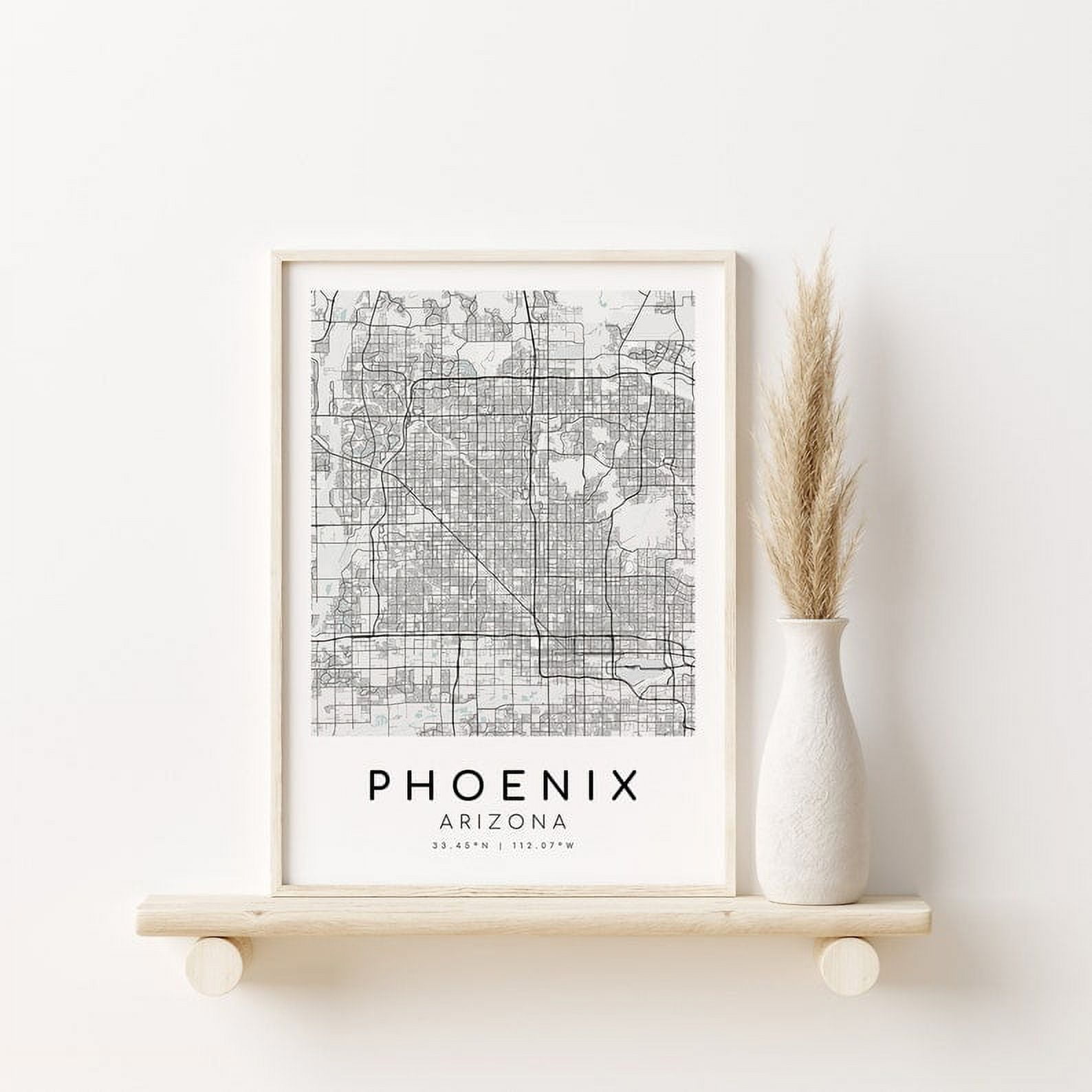 POSTER PHOENIX Arizona City Map, Map Poster, blue and white print, wall ...