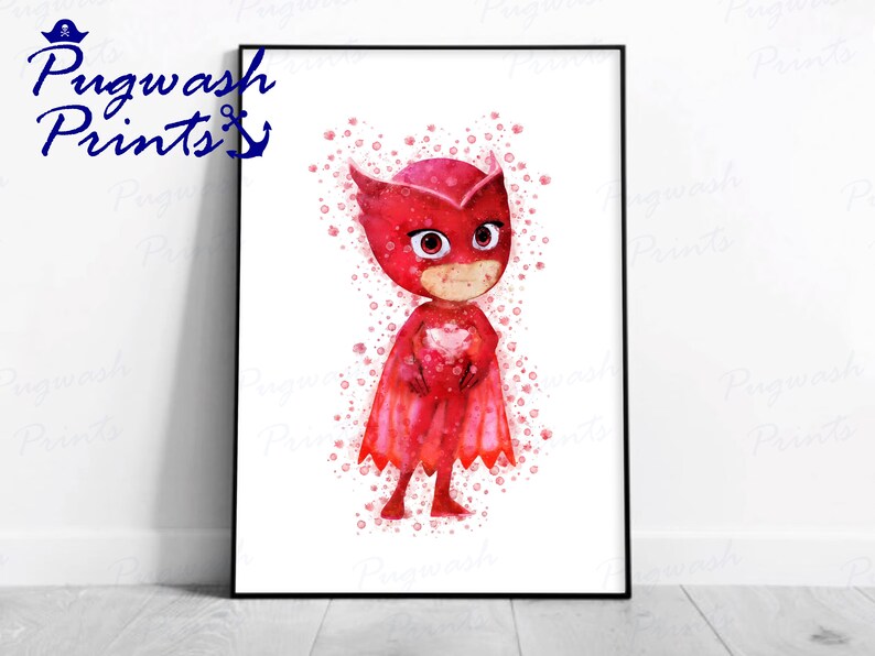 POSTER PJ Masks Print 'OWLETTE - AMAYA' Watercolour Splash Art ...