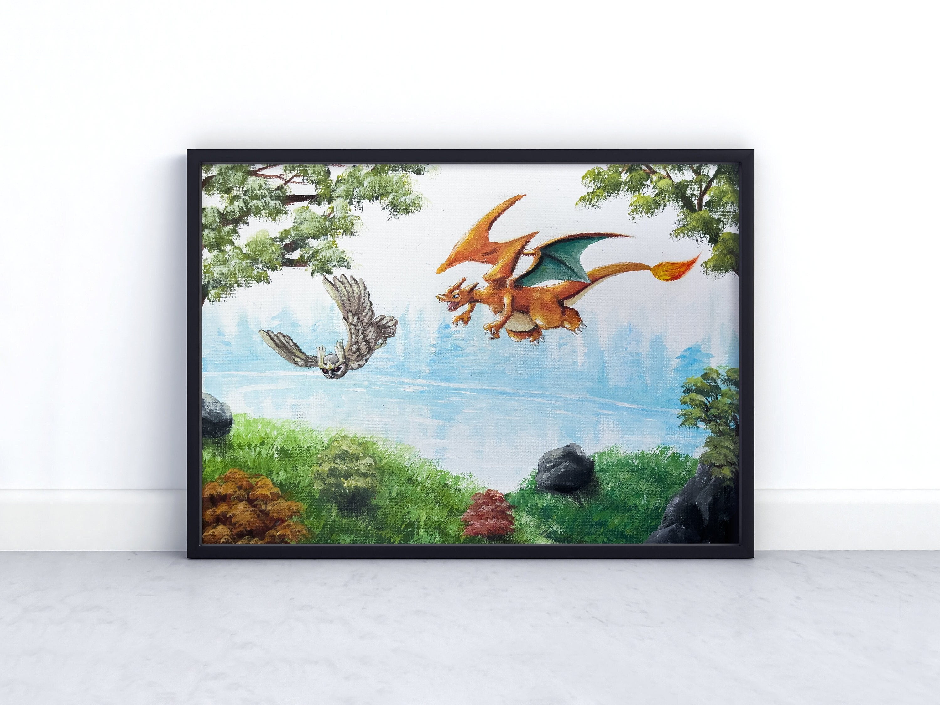 POSTER POSTER of Charizard Flyby art - Arcanine print - Pokemon wall ...