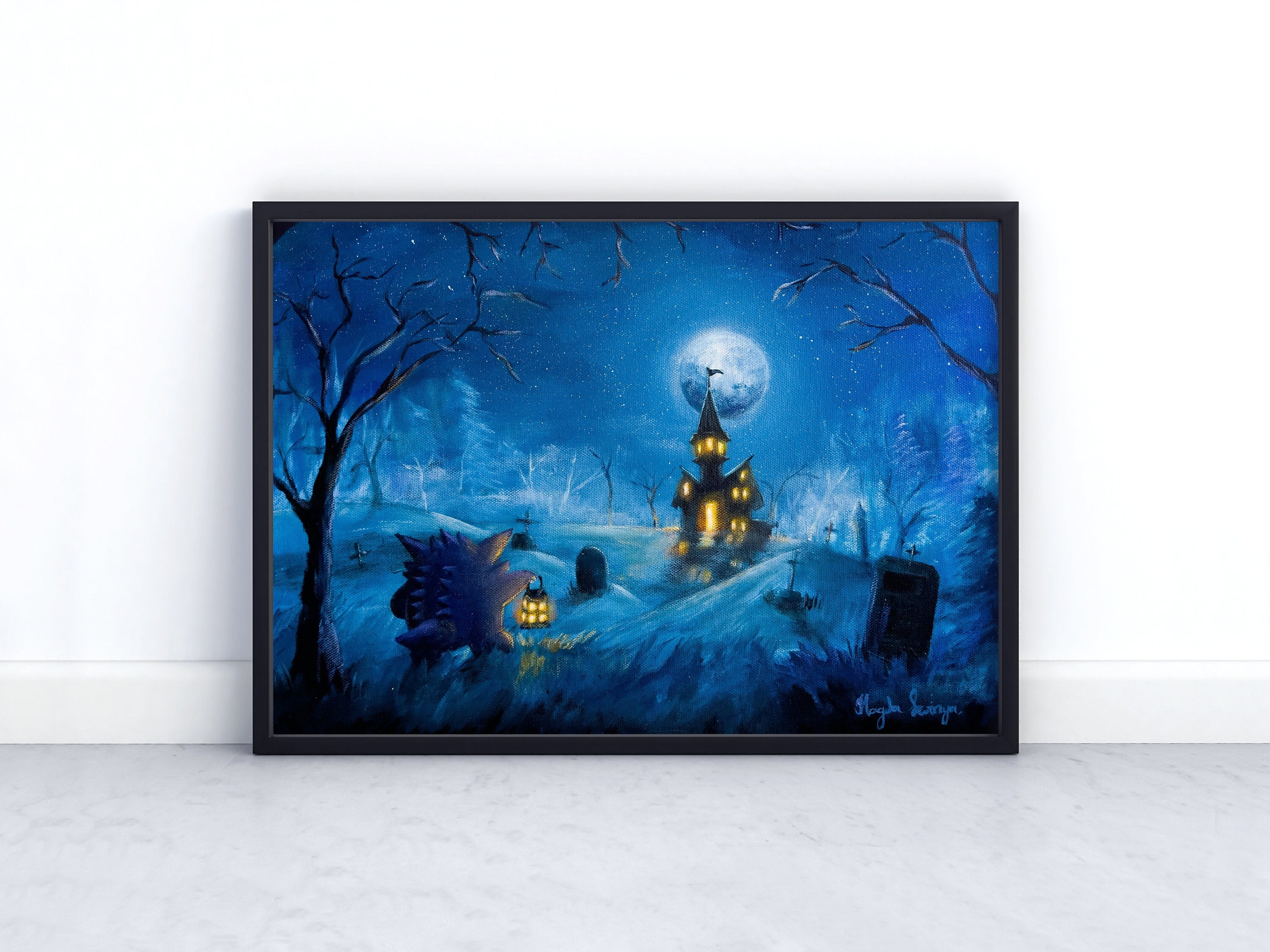 POSTER POSTER of Gengar Graveyard painting - Gengar print - Pokemon ...