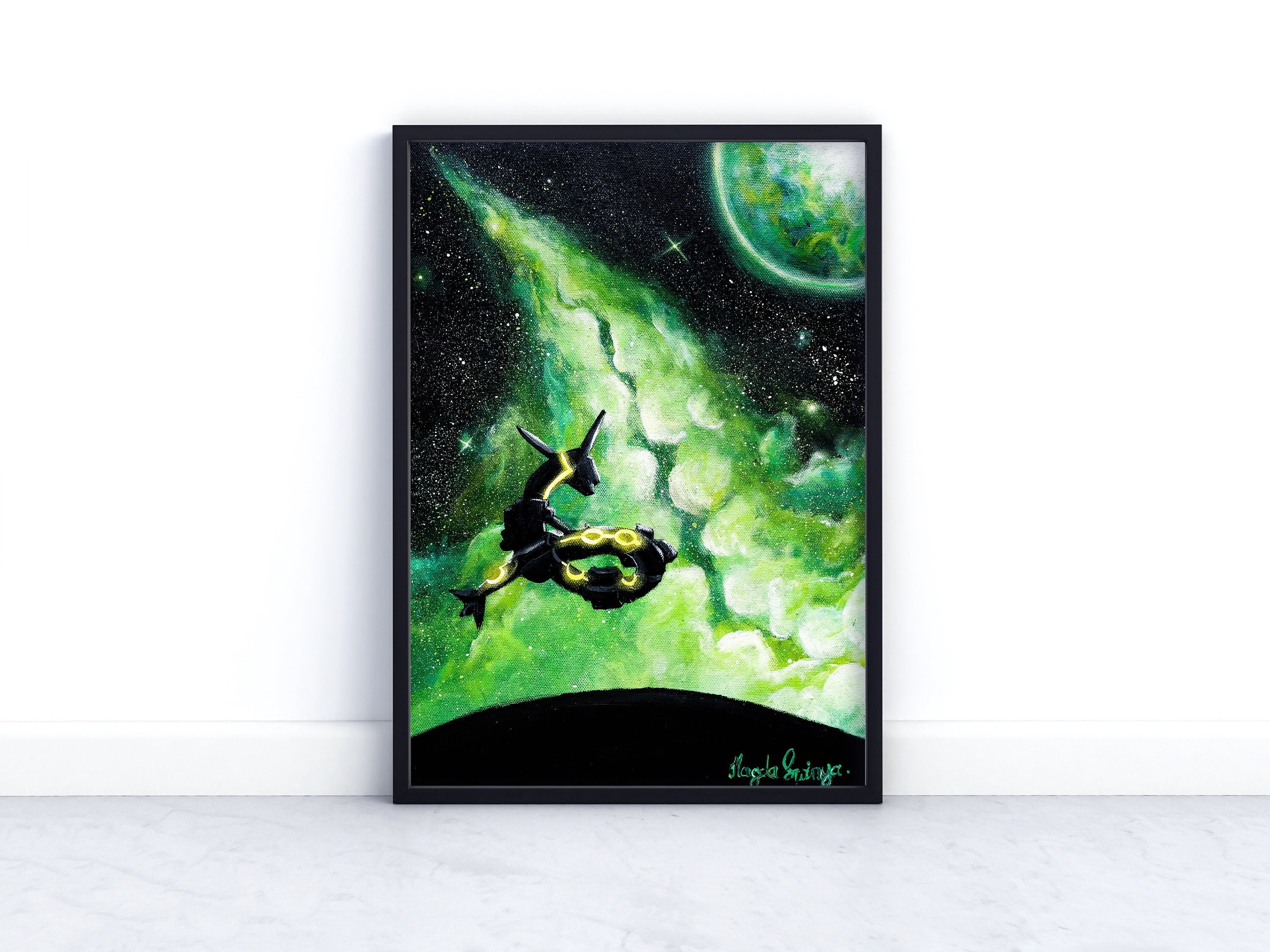 POSTER POSTER of Rayquaza under the moon - Pokemon print - art work ...