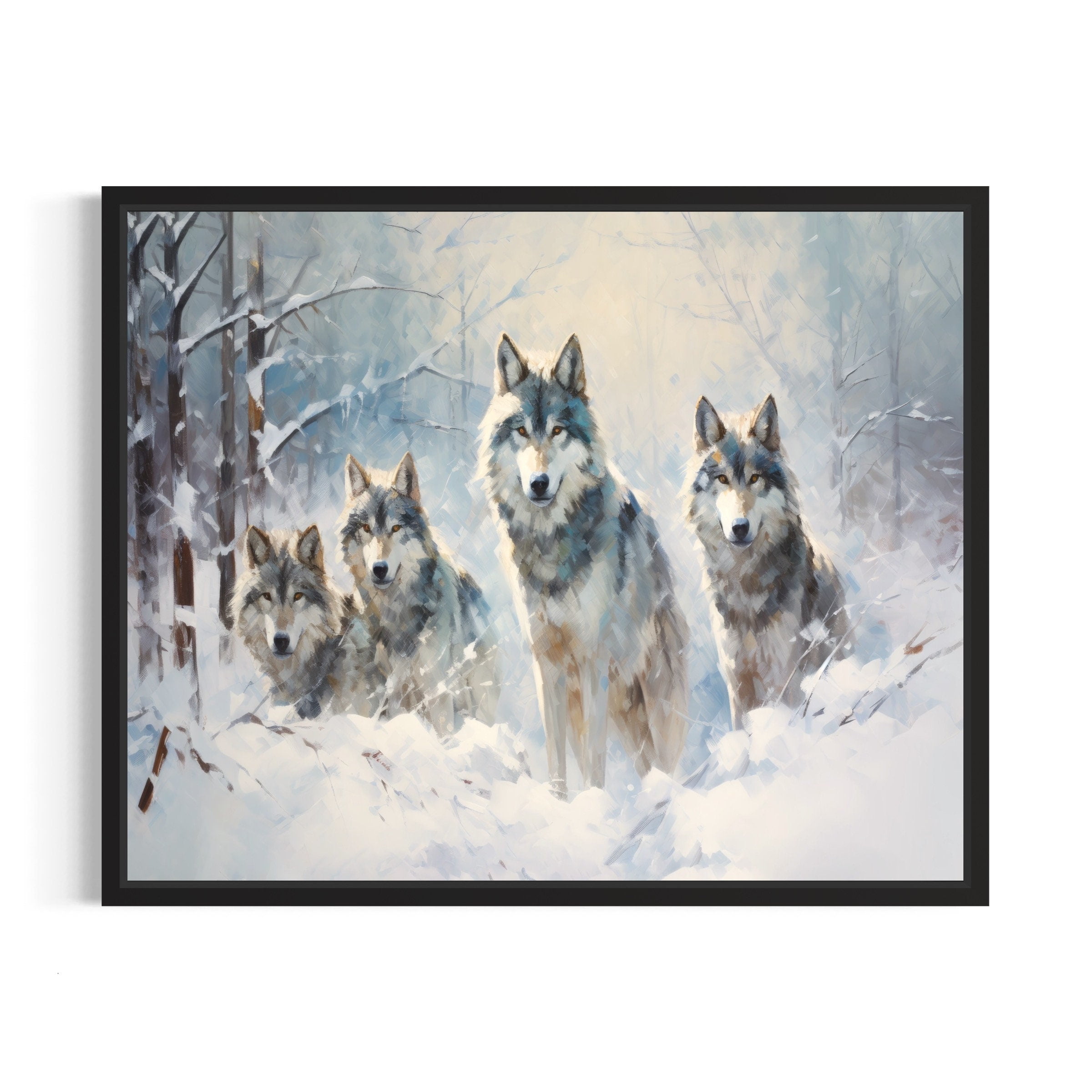 POSTER Pack Of Wolves Poster Art Print, Winter Scenery Artwork Wall Art ...