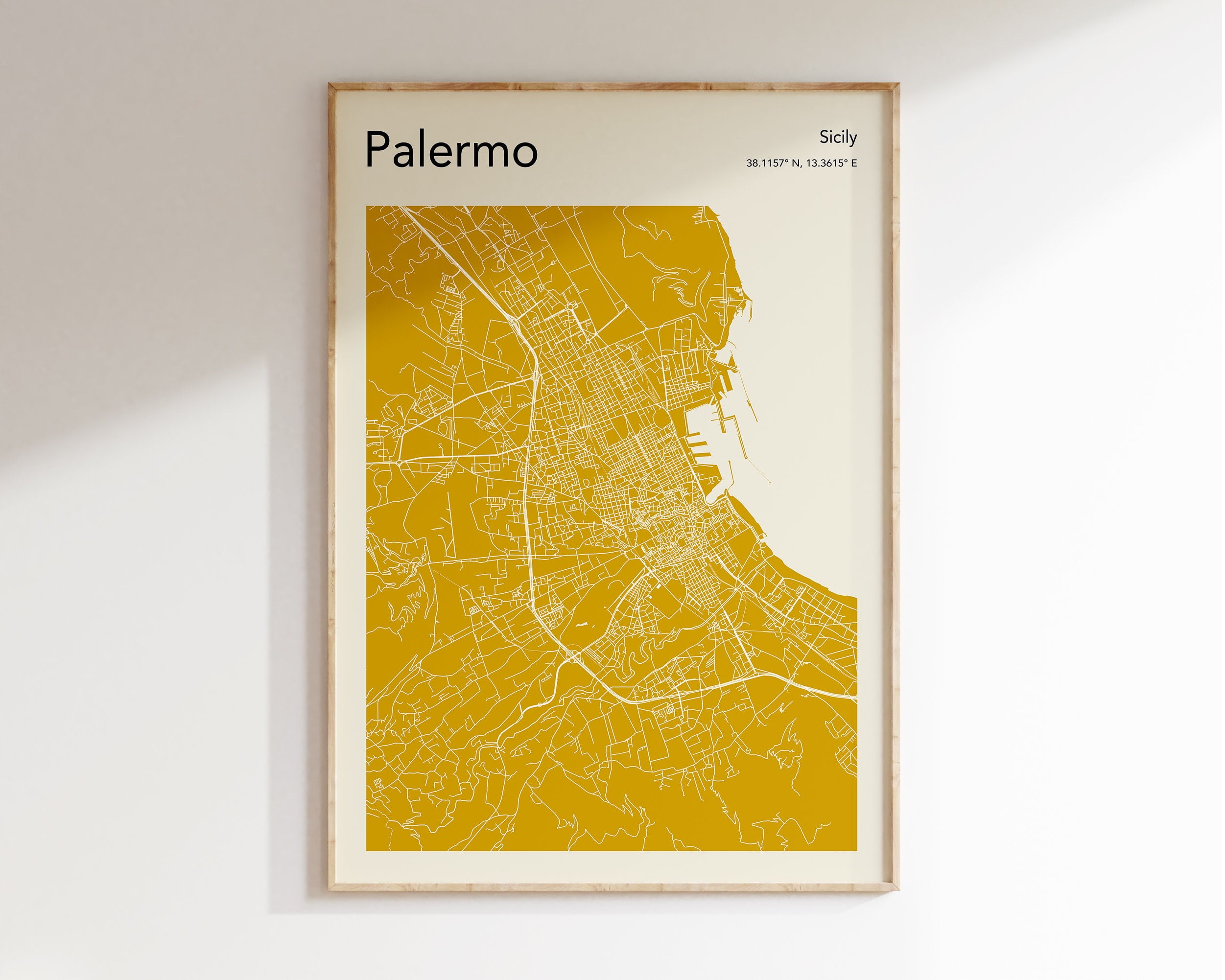 POSTER Palermo Sicily Map Print, , Palermo Map Poster, Colour Palermo ...