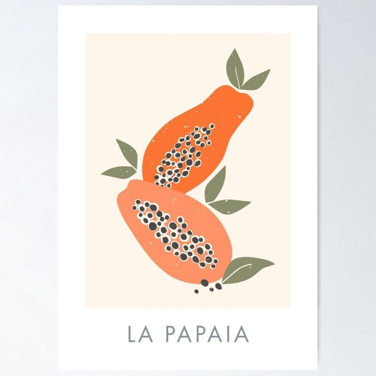 POSTER Papaya Wall Art, Papaya Print, Kitchen Print, Boho Wall Decor ...