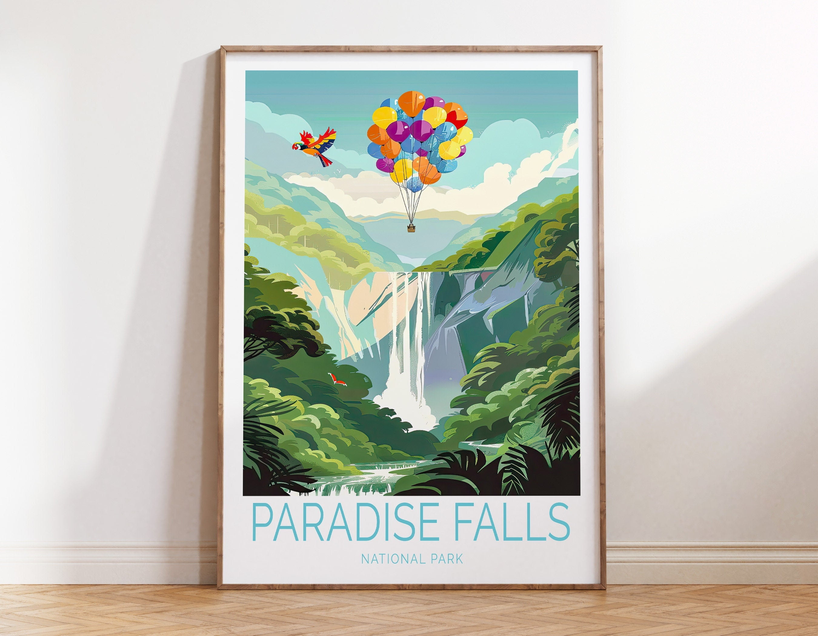 POSTER Paradise Falls National Park Travel Poster, Up Movie Art Print ...