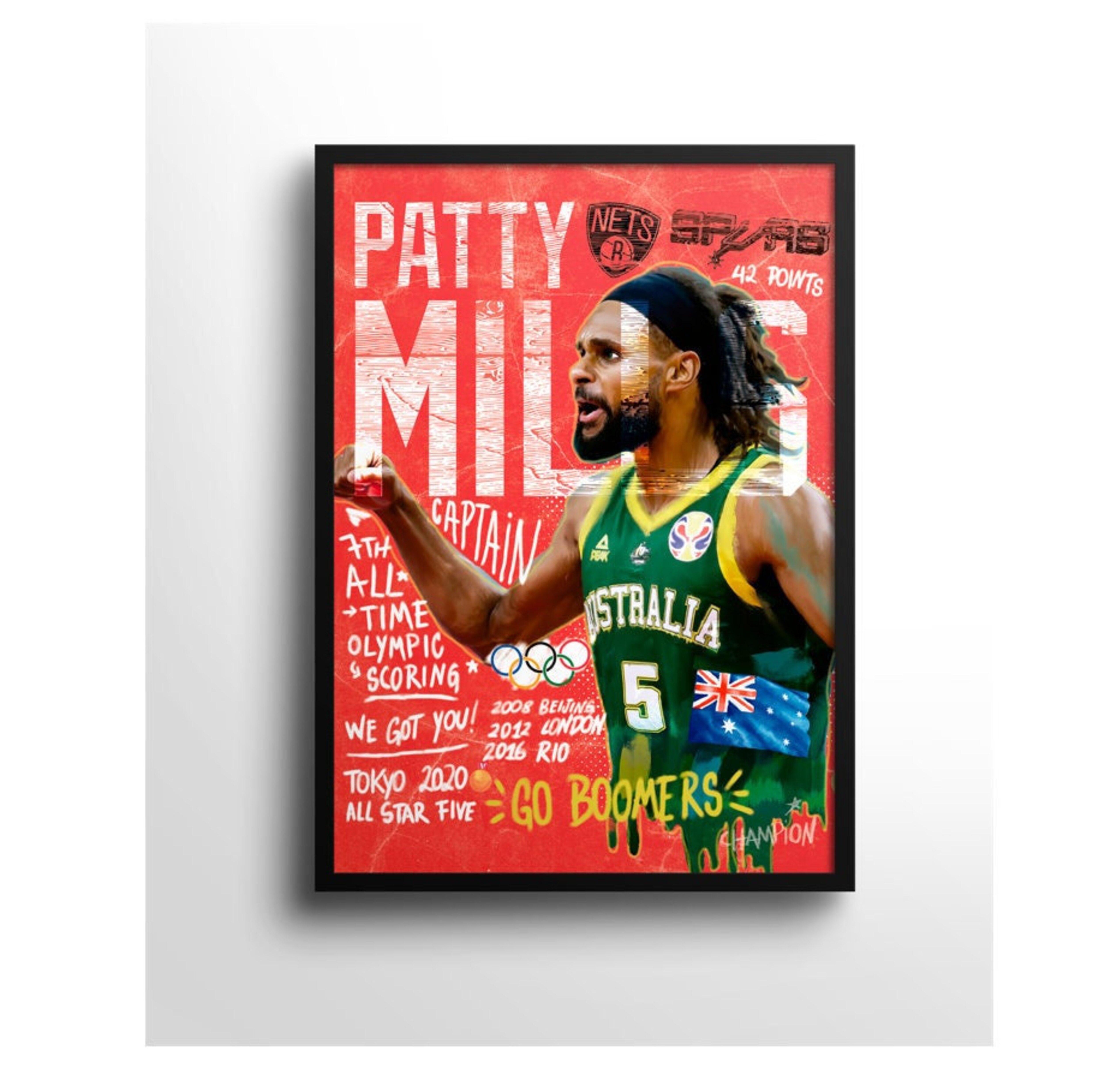 POSTER Patty Mills Poster, San Antonio Spurs, Boomers, Gift for ...