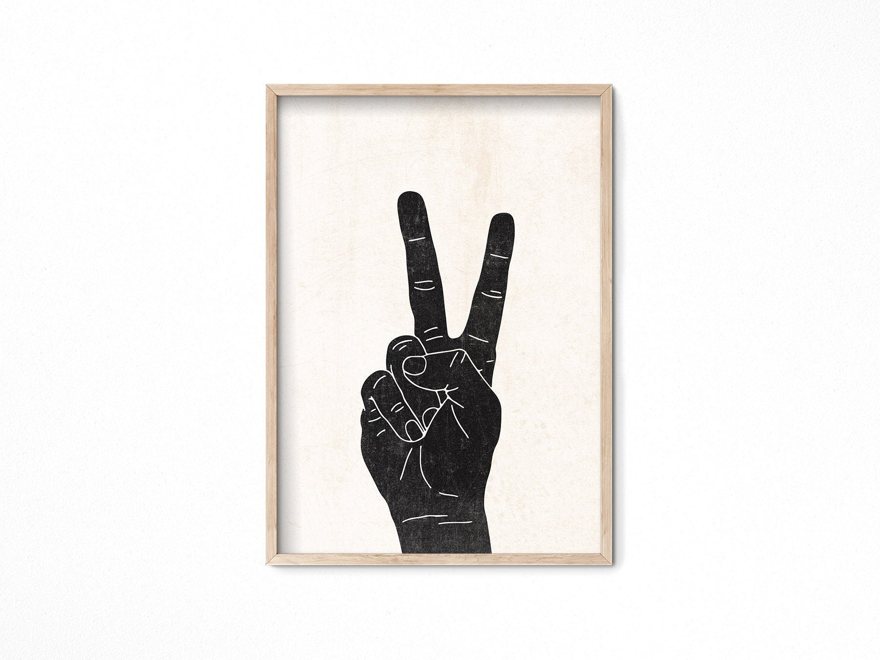 POSTER Peace Sign Printable Wall Art, Peace Fingers Hand Gesture Print ...