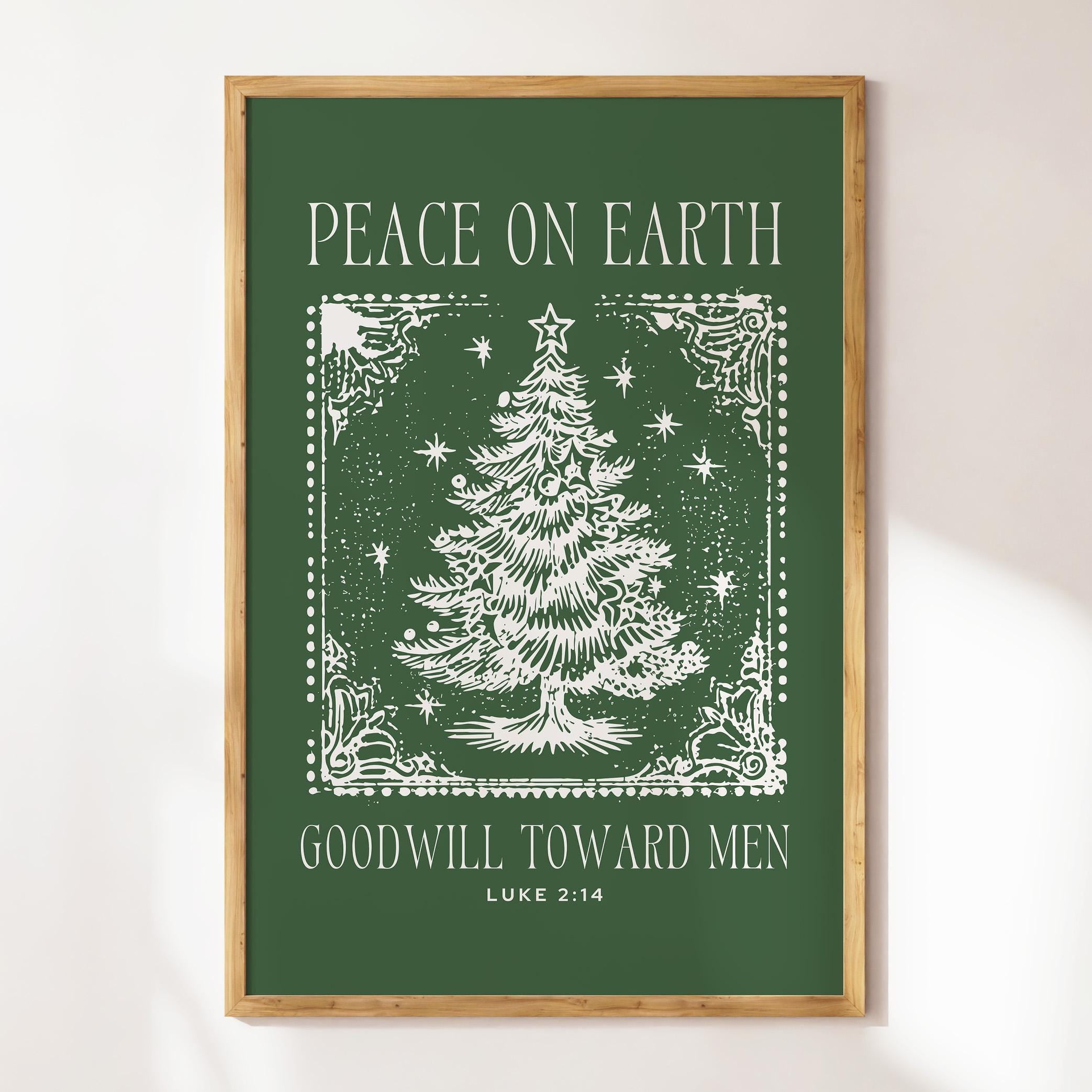 POSTER Peace on Earth Christmas Wall Art, Christian Wall Art, Bible ...