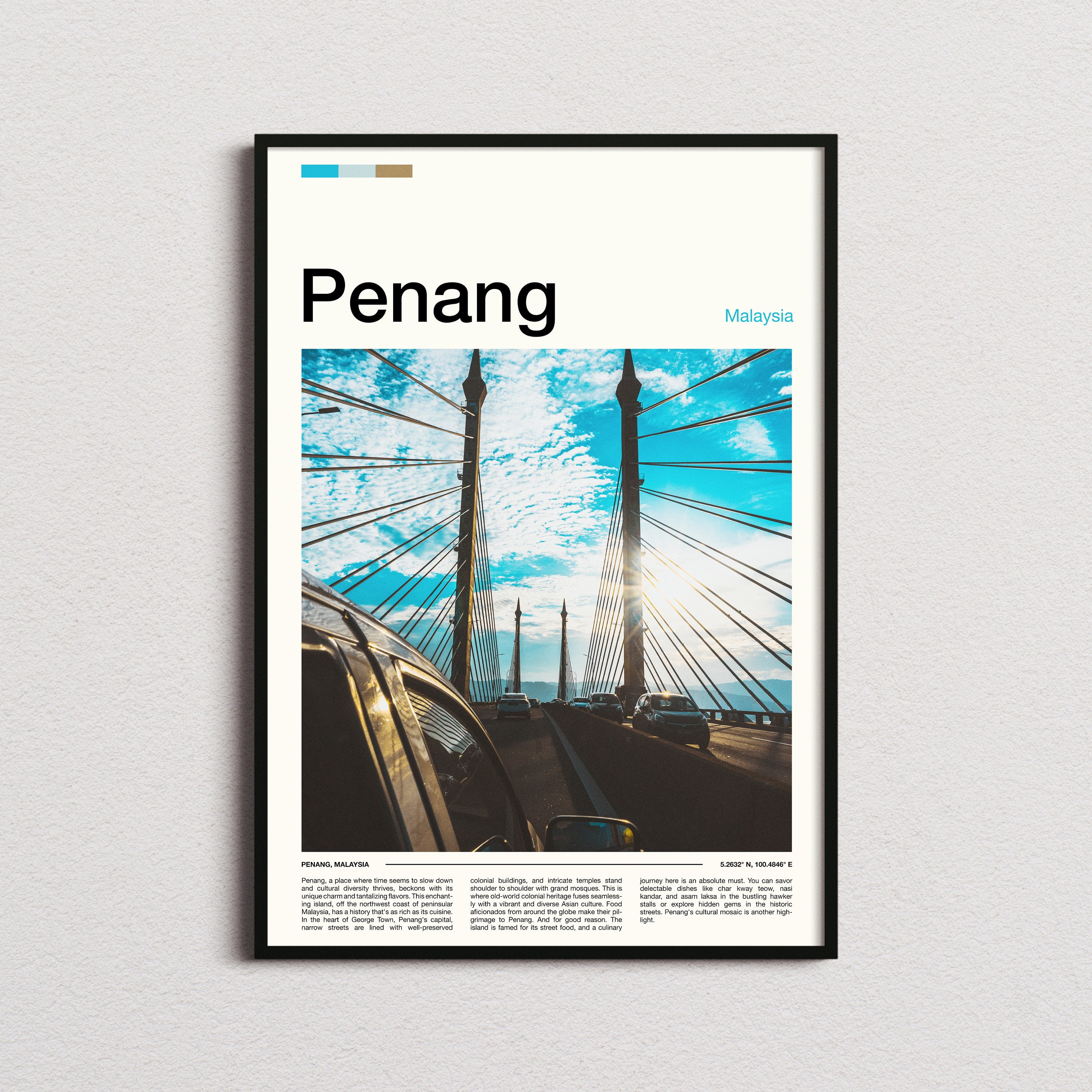 POSTER Penang Print, Penang Poster, Penang Wall Art, Malaysia Art Print ...