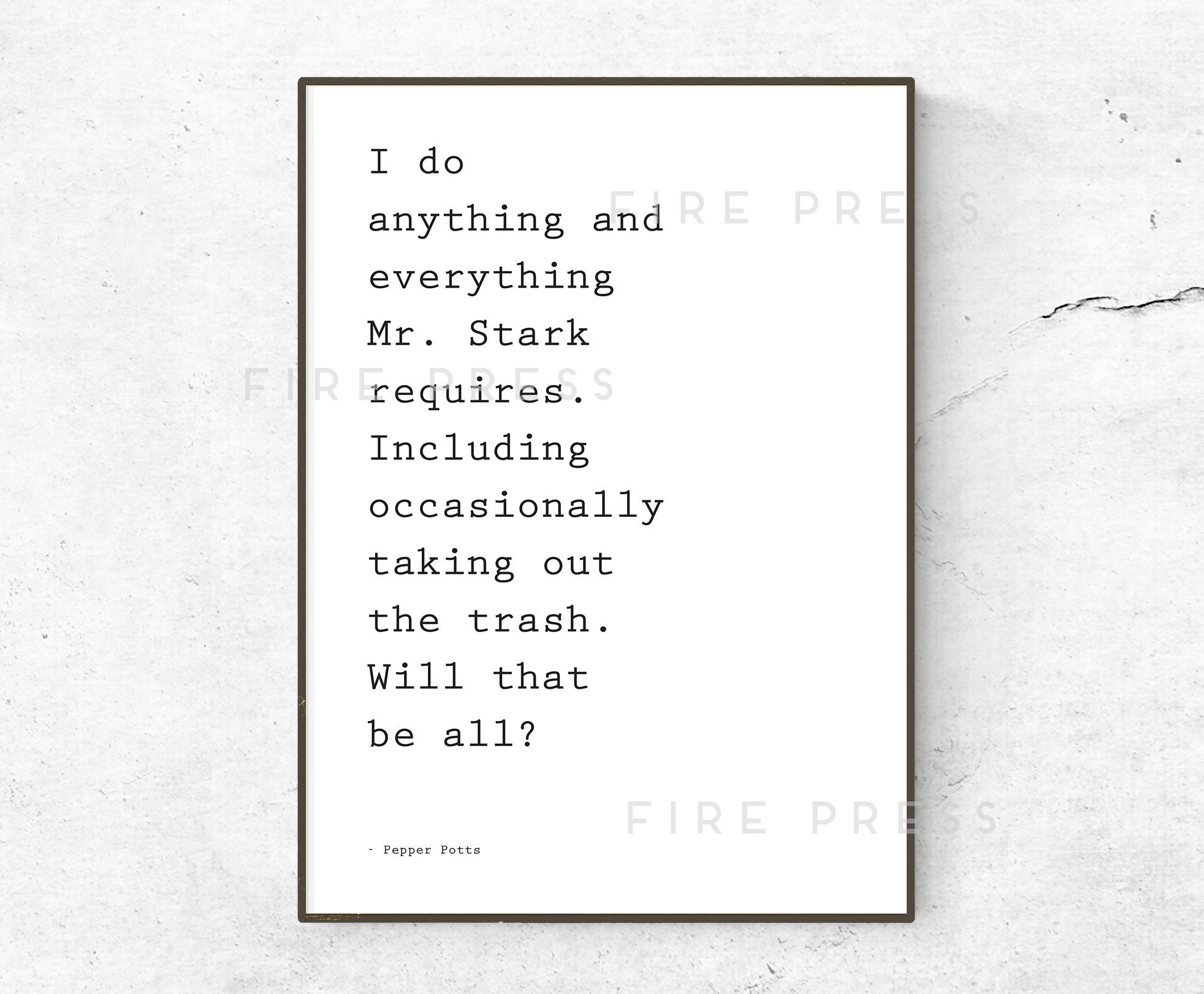 POSTER Pepper Potts Quote Poster / Print / Marvel / The Avengers ...