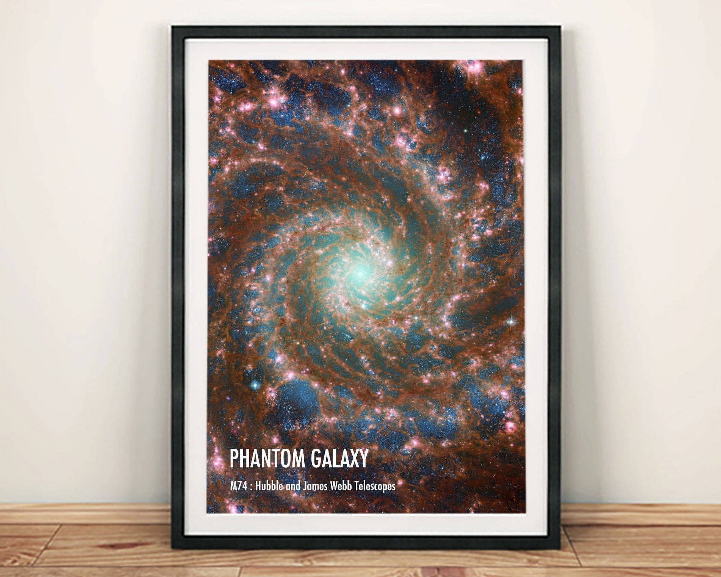 POSTER Phantom Galaxy Poster: Hubble, James Webb Telescope M74 Space Photo Art-UNFRAMED ...