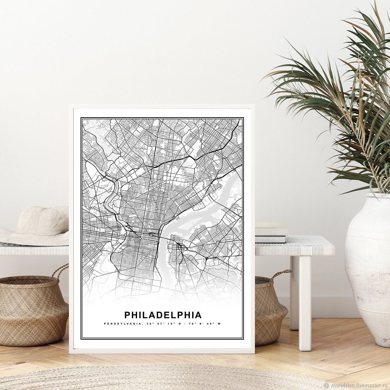 POSTER Philadelphia Map Print Wall Art Poster United States Map Print ...
