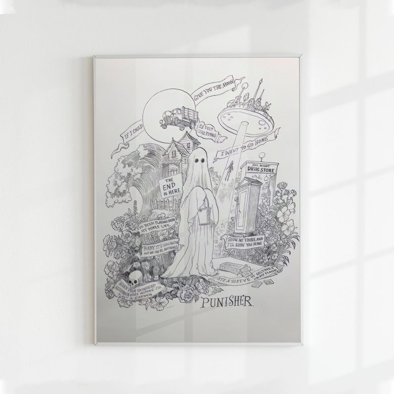 POSTER Phoebe Bridgers Reunion Tour 2022 Gig Poster by Chris Riddell, Black and White -UNFRAMED ...