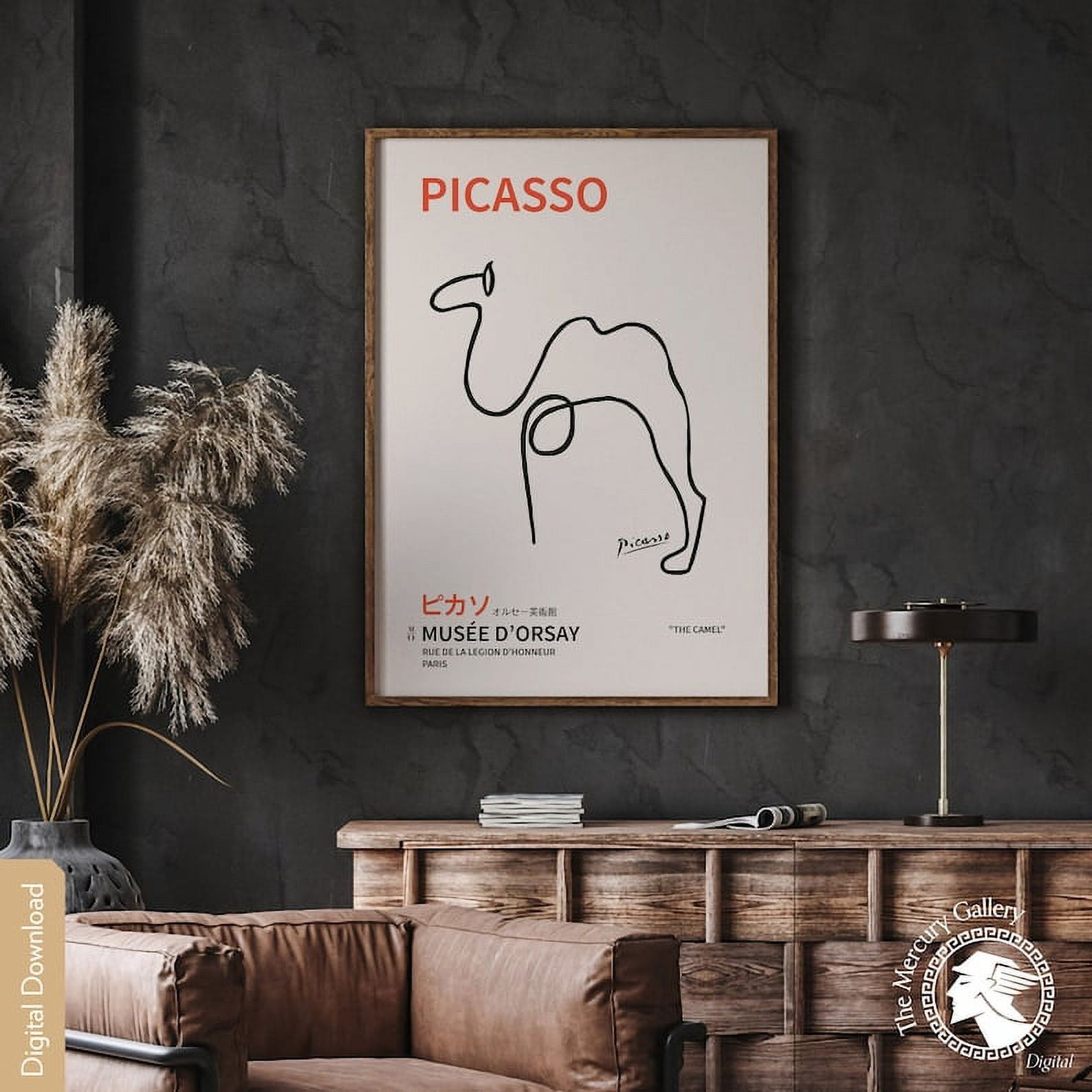 POSTER Picasso - Camel, Minimalist Line Drawing, Minimalist Wall Art, -UNFRAMED - Walmart.com