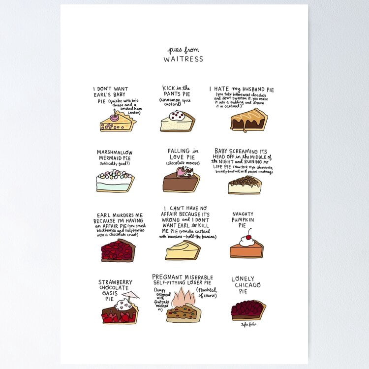 Poster Pie Chart, Musical, Waitress, Art, Cute, Digital Illustration ...