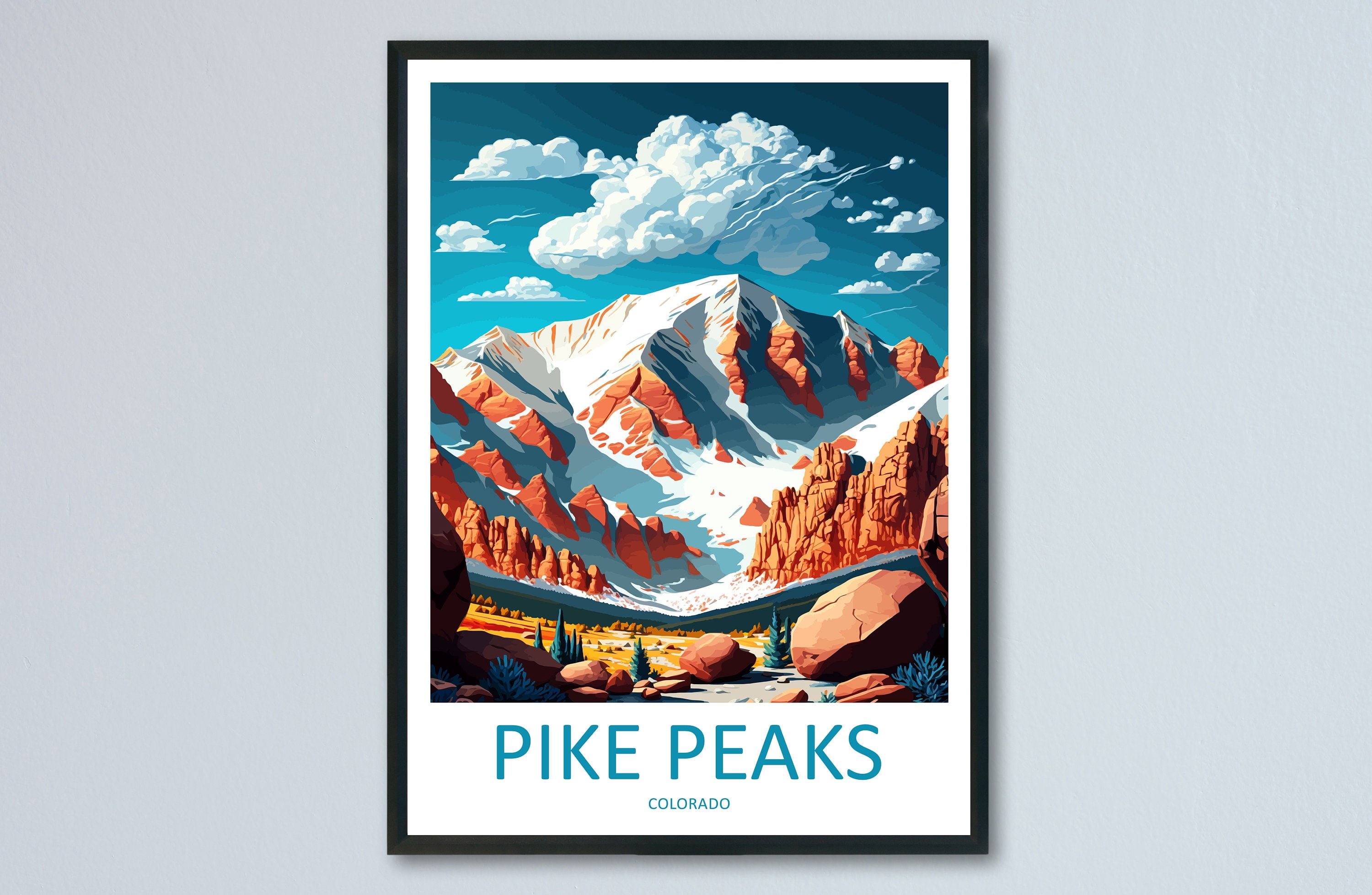 POSTER Pike Peaks Travel Print Wall Art Pike Peaks Wall Hanging Home ...