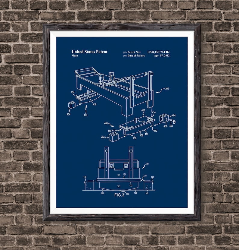 POSTER Pilates Reformer Patent Art - Pilates Poster - Exercise Poster ...
