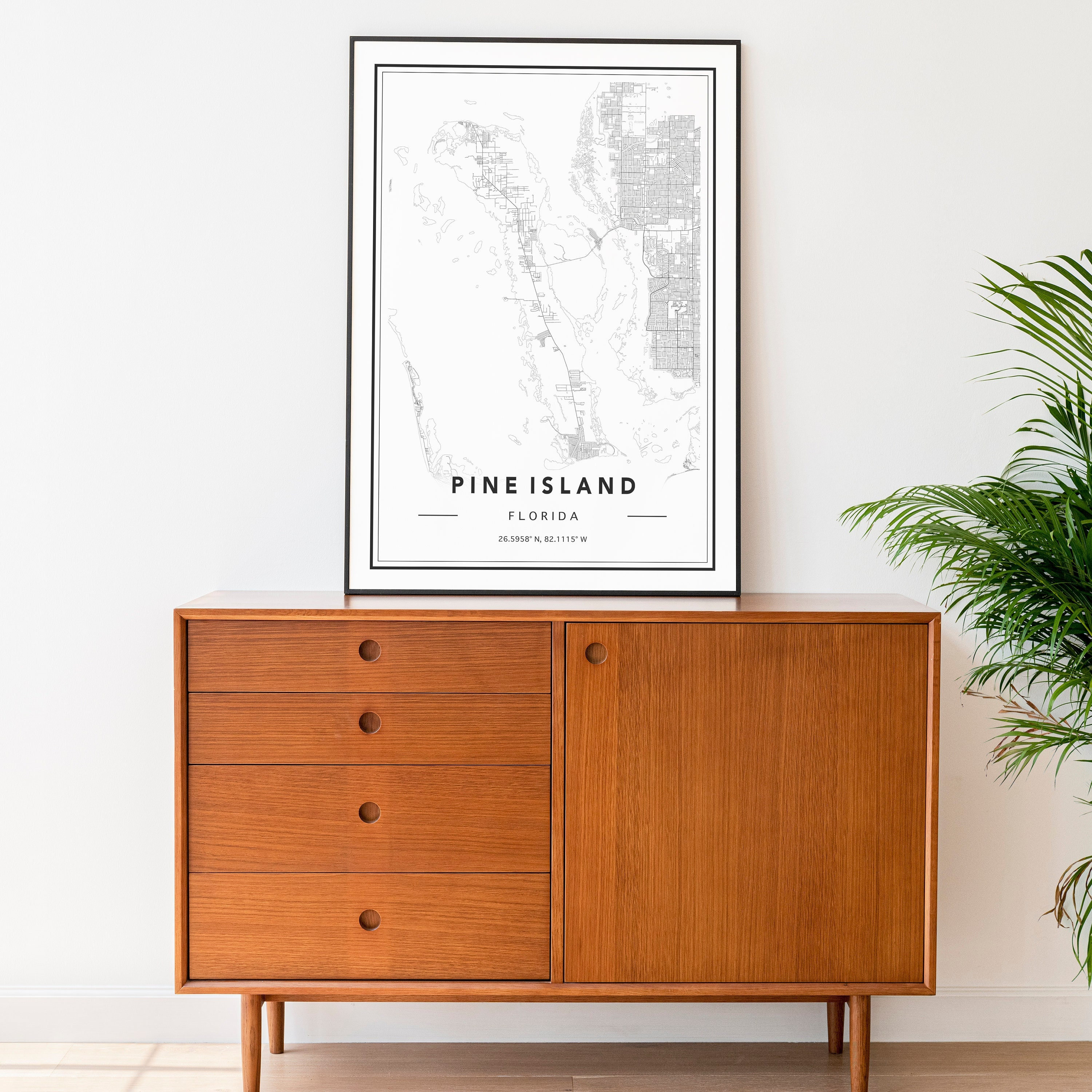 POSTER Pine Island FL Map Print, Pine Island Map Poster, Pine Island Map Wall Art, Black & White ...