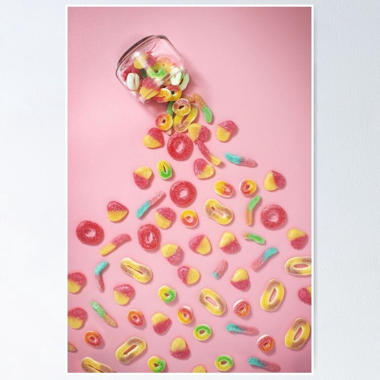POSTER Pink Gummy Bears | Gummy bear decor, Candy wall art, Colorful ...