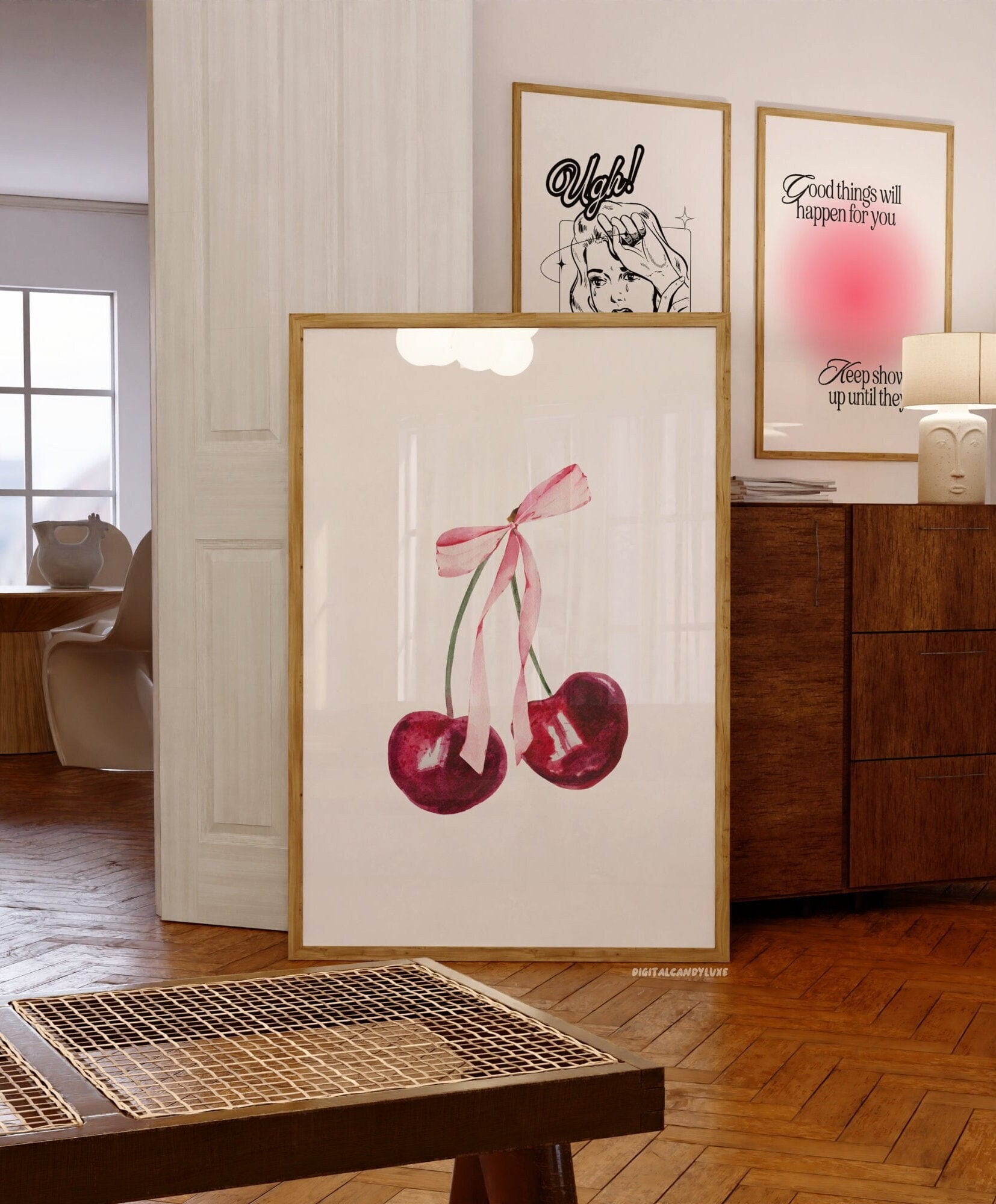 POSTER Pink Wall Art Prints Trendy Poster Aesthetic Coquette Room Decor Girly Wall Prints Cherry ...