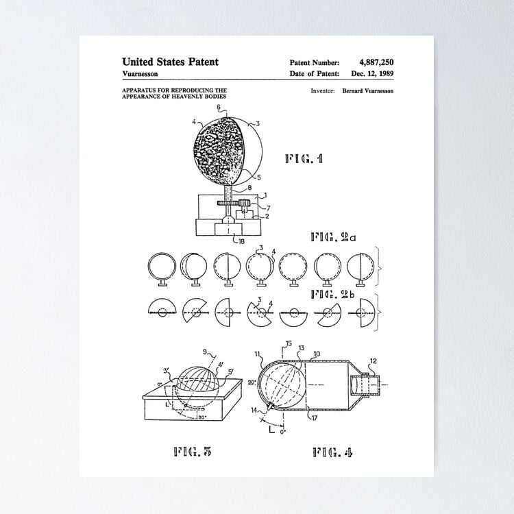 POSTER Planetarium 1989 Patent Blueprint Art White Background POSTER ...