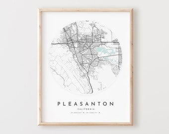 POSTER Pleasanton Map Print, Pleasanton Map Poster City Wall Art, Ca ...