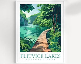 POSTER Plitvice Lakes Travel Poster Plitvice Lakes Print National Park ...