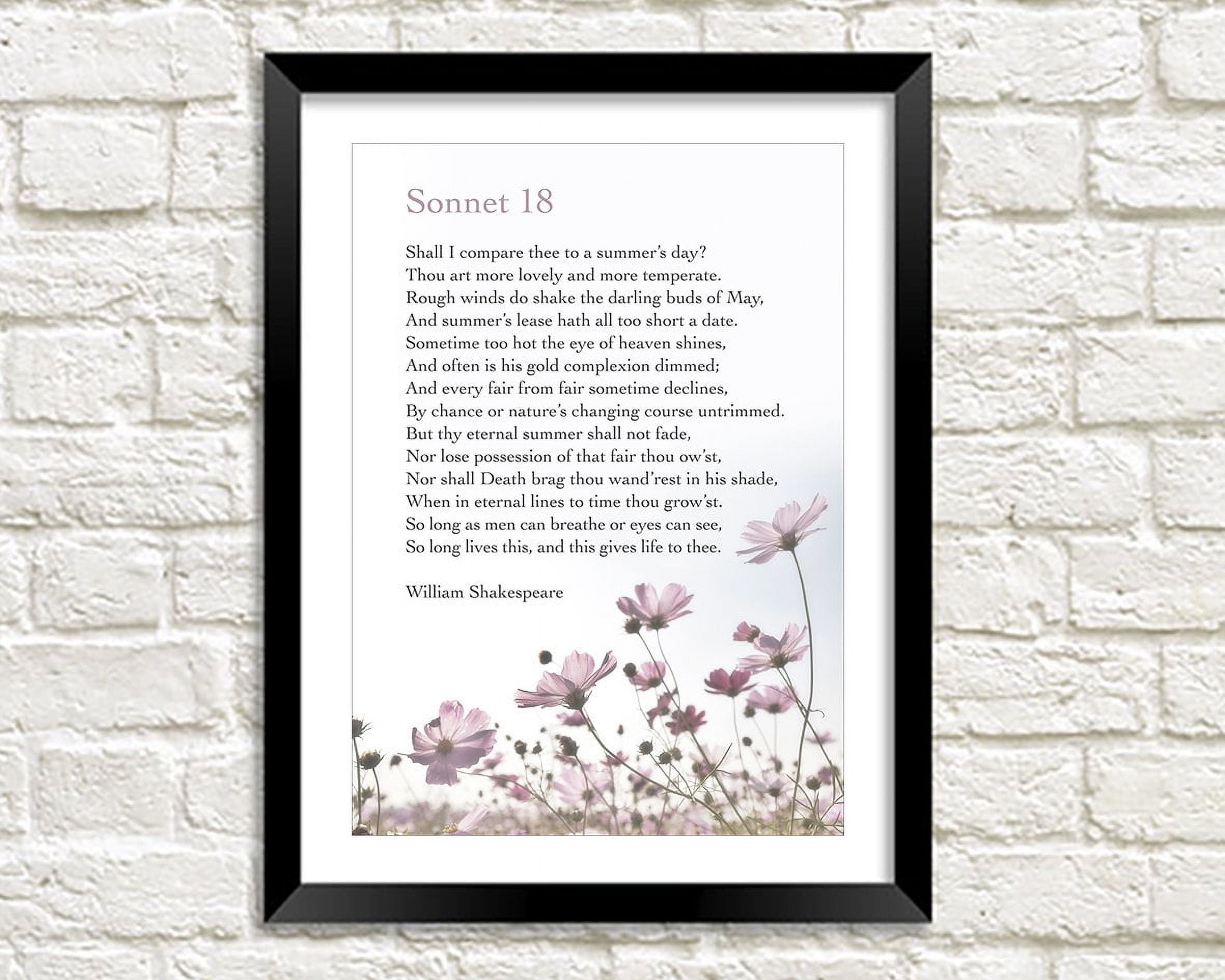 POSTER Poetry Print: Sonnet 18, Shall I Compare Thee to a Summer's Day ...
