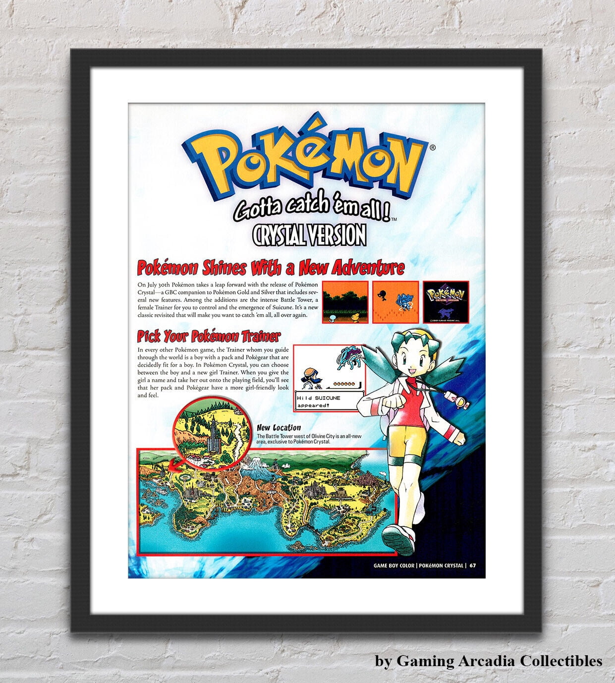POSTER Pokemon Crystal Version Nintendo GBC Poster-8x12-UNFRAMED ...