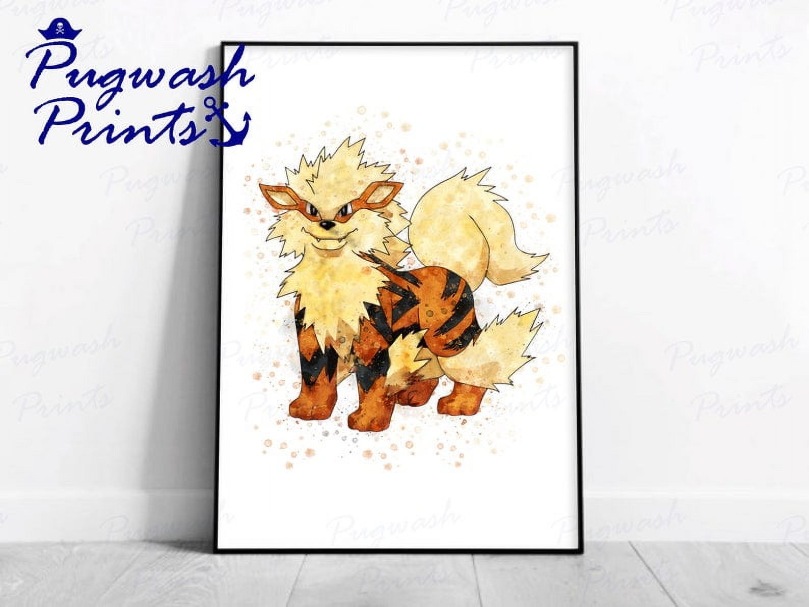 POSTER Pokemon Print 'ARCANINE' Watercolour Splash Art, Character Print, Poster, kids room ...