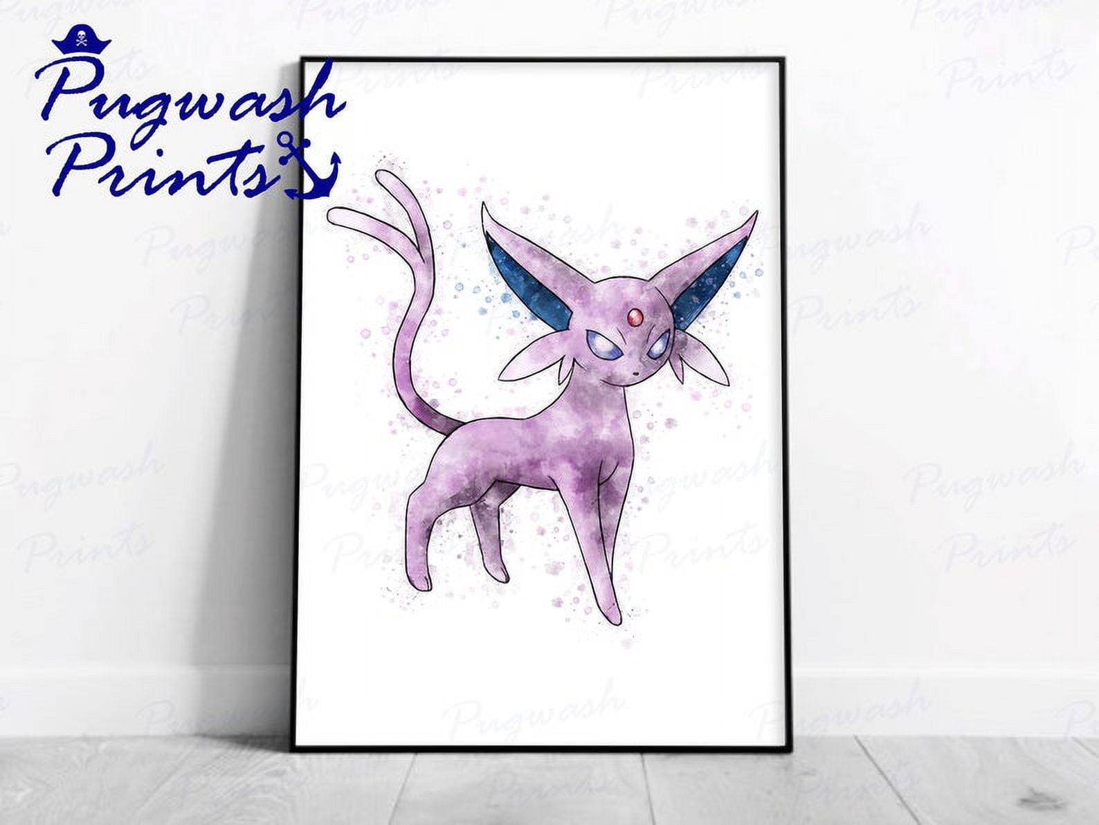 POSTER Pokemon Print 'ESPEON' Watercolour Splash Art, Character Print ...