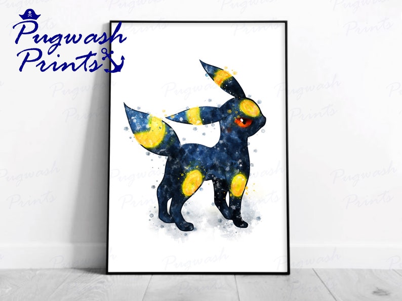 POSTER Pokemon Print 'UMBREON' Watercolour Splash Art, Character Print ...