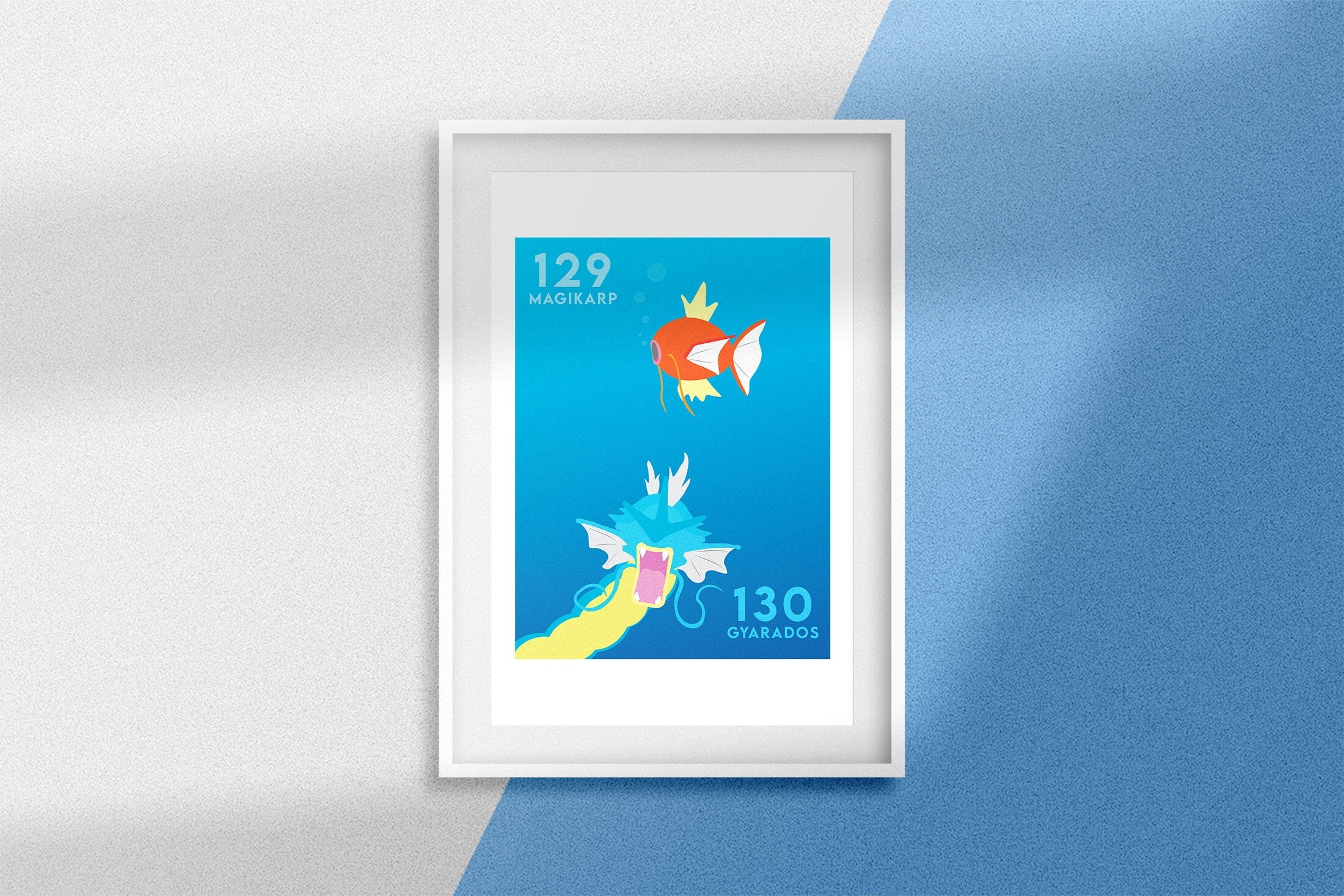 POSTER Pokemon Wall Art Magikarp Gyarados Evolution Print Minimal Illustration-UNFRAMED ...