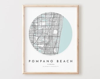 POSTER Pompano Beach Map Print, Pompano Beach Map Poster City Wall Art ...