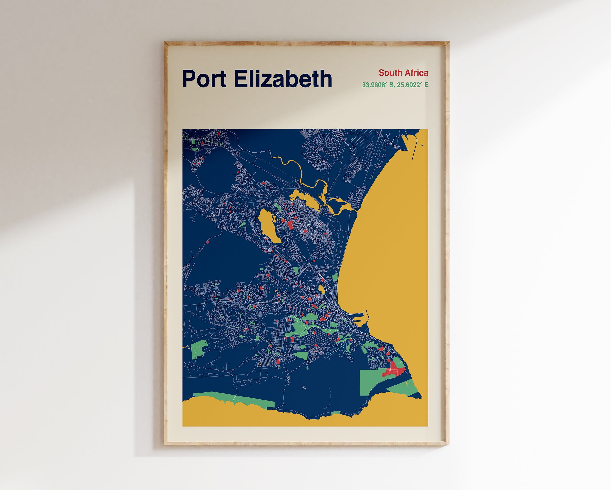 POSTER Port Elizabeth Map Print, City Map Print, Colour Map Of Port ...
