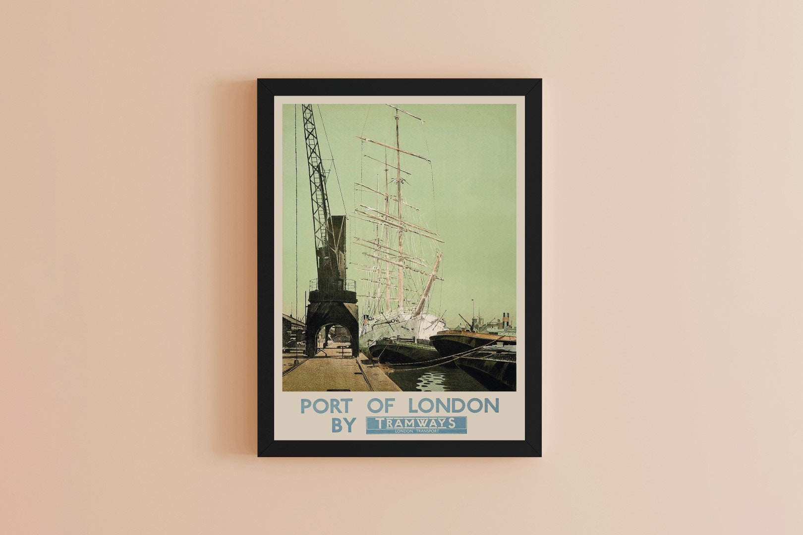 POSTER Port Of London By Tramways Art Deco Travel Poster In A Black ...