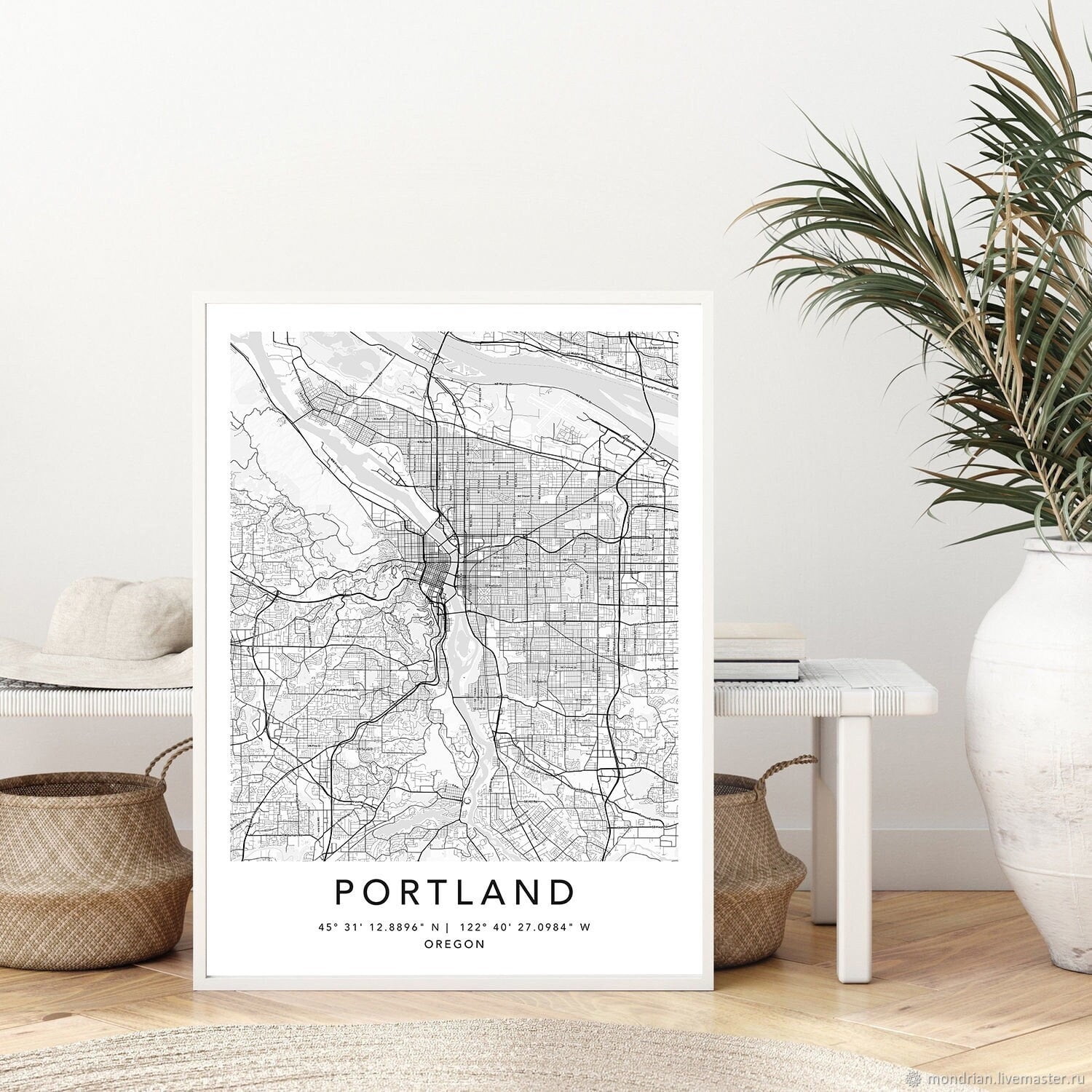POSTER Portland Map Print Wall Art Poster United States Map Print Black ...