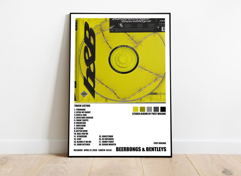 POSTER Post Malone -Beerbongs & Bentleys Poster | Album Cover Poster ...