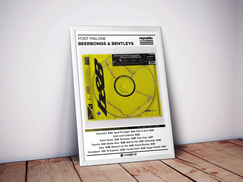 POSTER Post Malone Poster | Beerbongs & Bentleys Poster | | Album ...