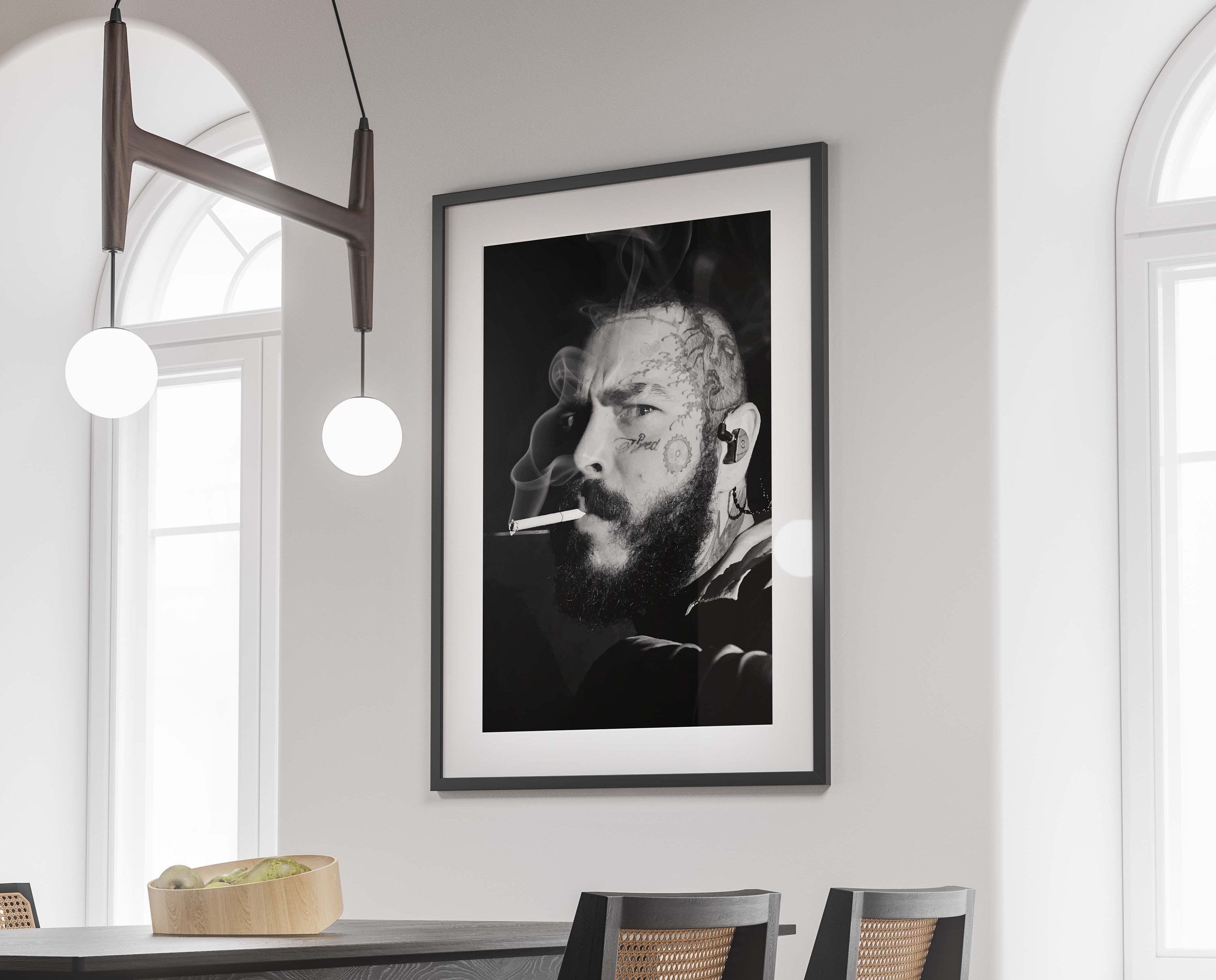 POSTER Post Malone Smoking Poster, Black and White, Post Malone Print ...