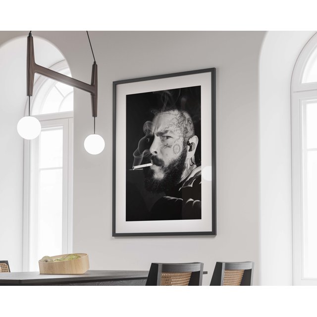 POSTER Post Malone Smoking Poster, Black and White, Post Malone Print ...