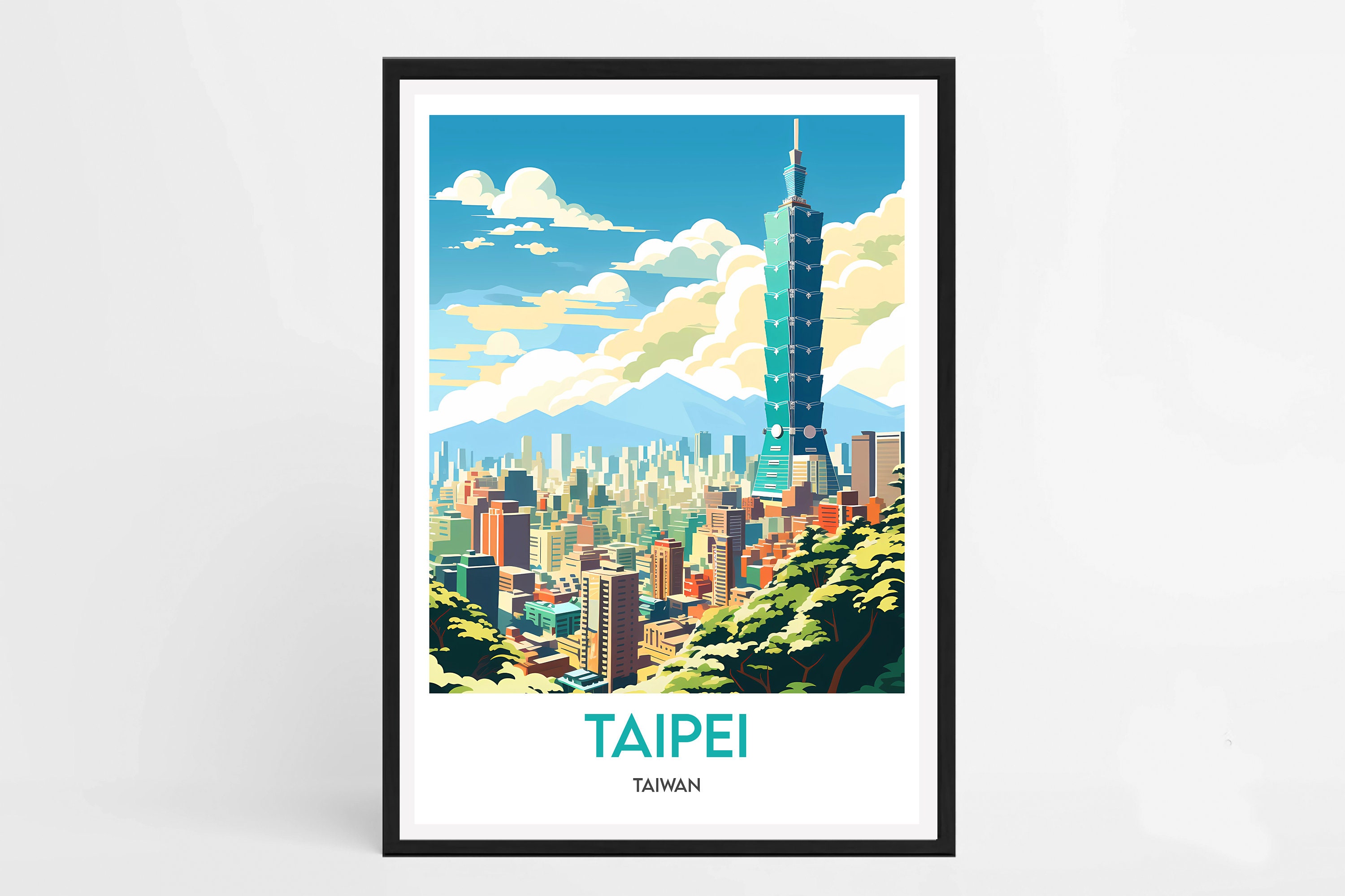 POSTER Poster Taipei - Affiche de voyage minimaliste - Décoration d ...